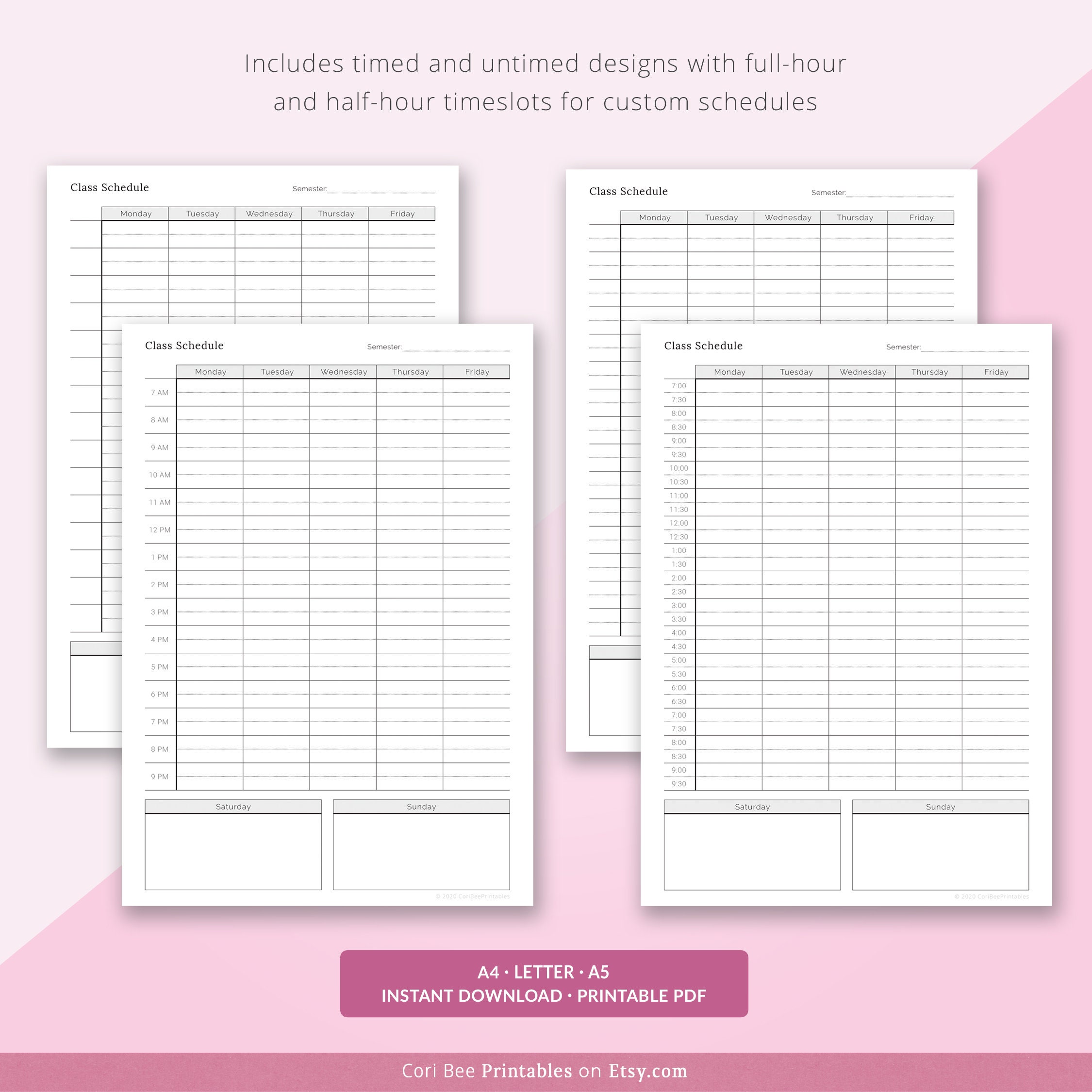 Class Schedule, Course Schedule, Class Planner, Course Planner, Class ...
