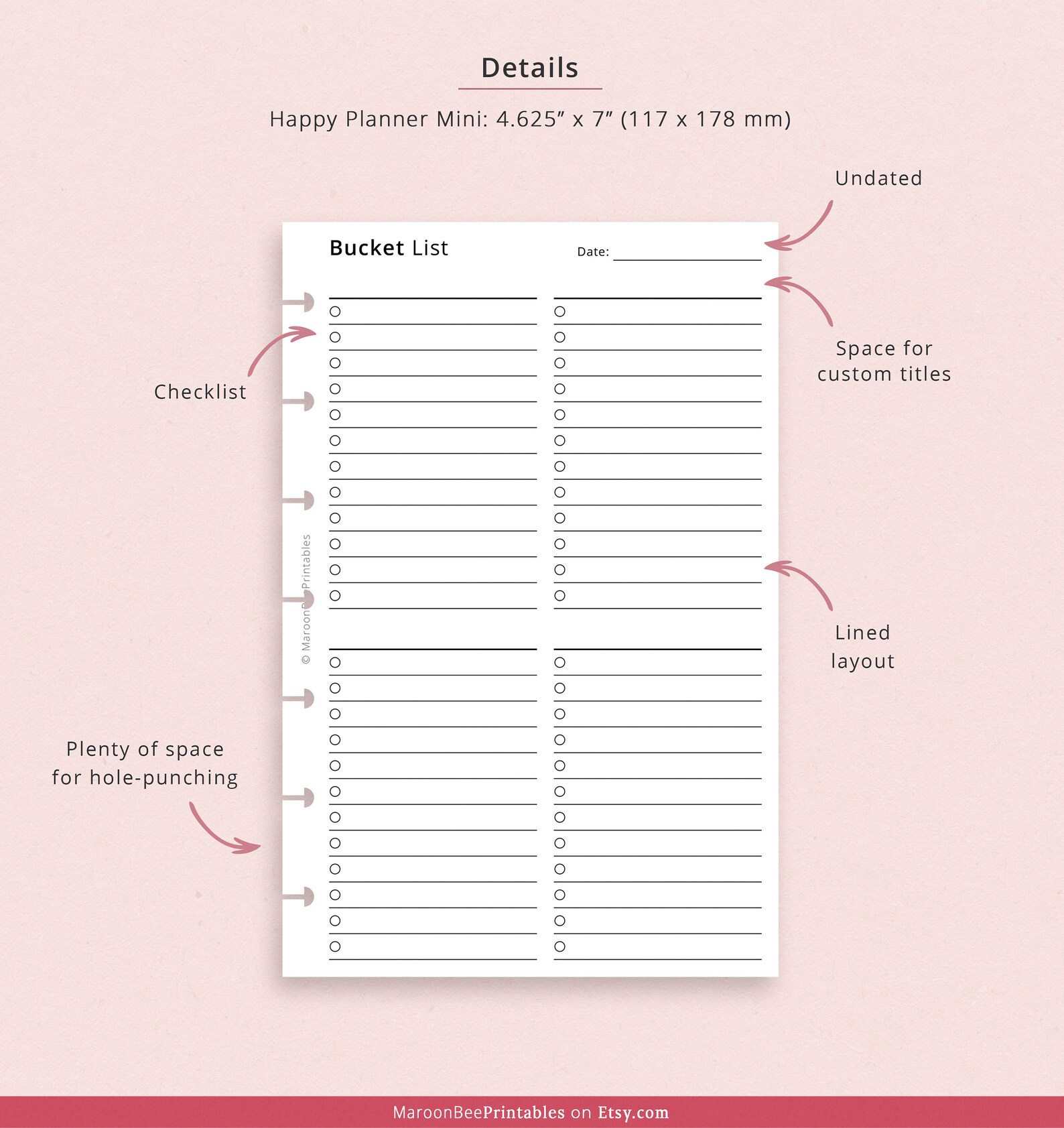Editable Bucket List, Fillable to Do List Template, Editable Mini HP ...