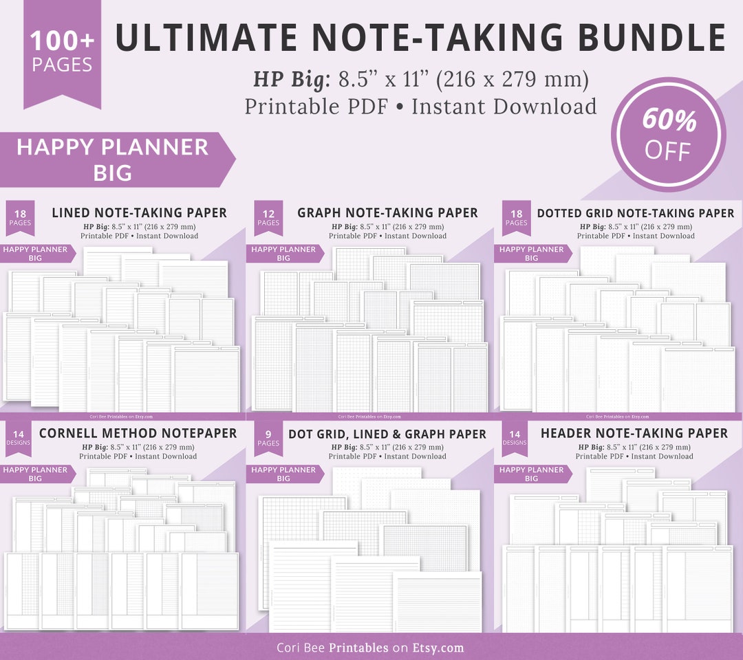 Big Happy Planner Template, Printable Happy Planner Insert, Dotted Grid ...