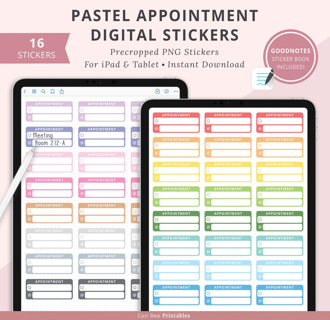 Appointment Digital Planner Stickers, Appointment Stickers, Pastel ...
