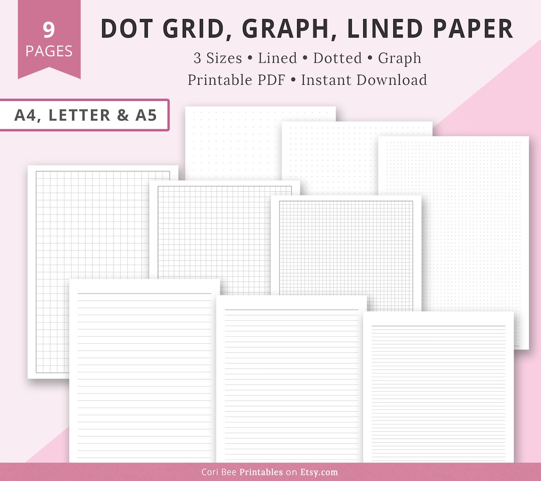 Dotted Grid Paper Template, Lined Paper, Graph Paper, Dot Paper, Note ...