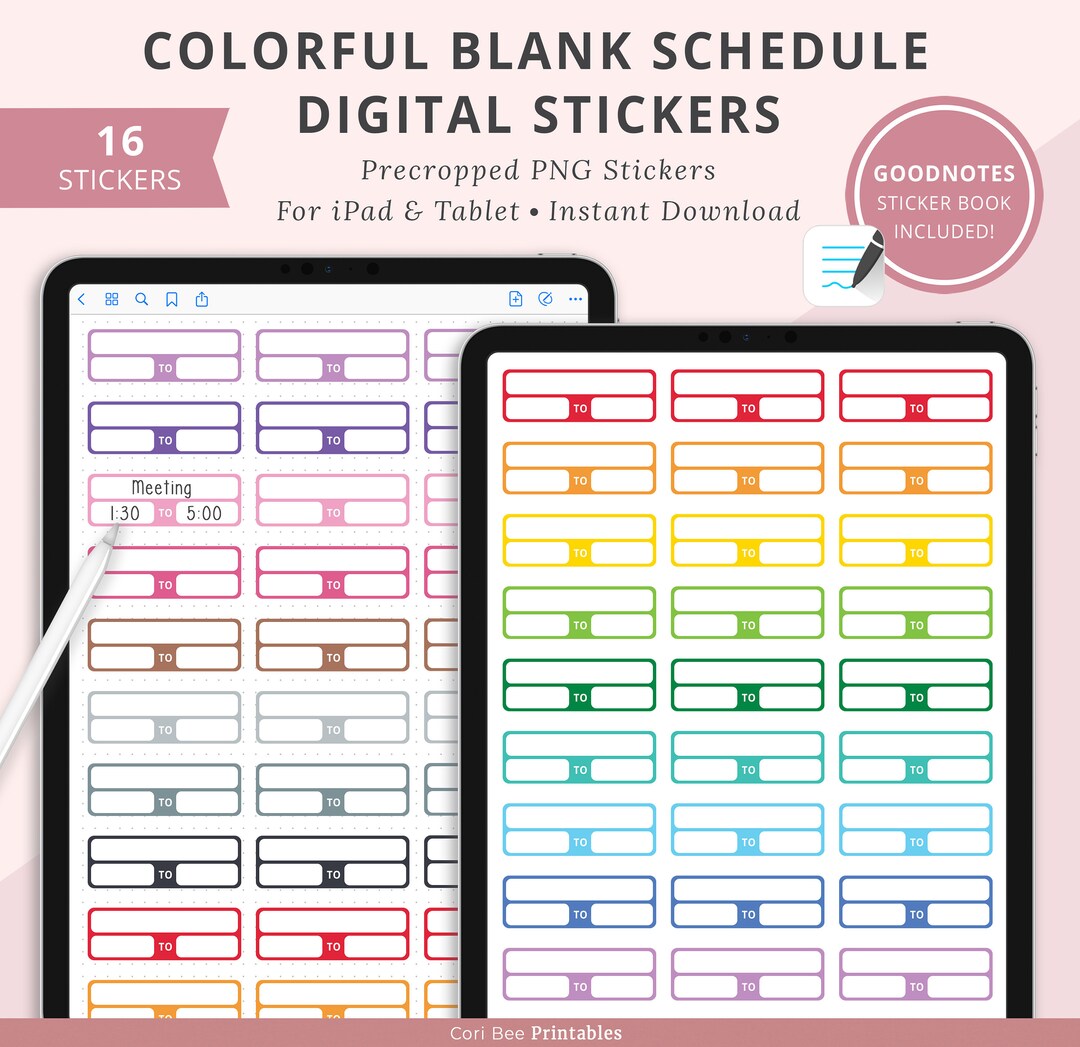 Goodnotes Digital Planner Stickers, iPad Digital Stickers, Blank ...