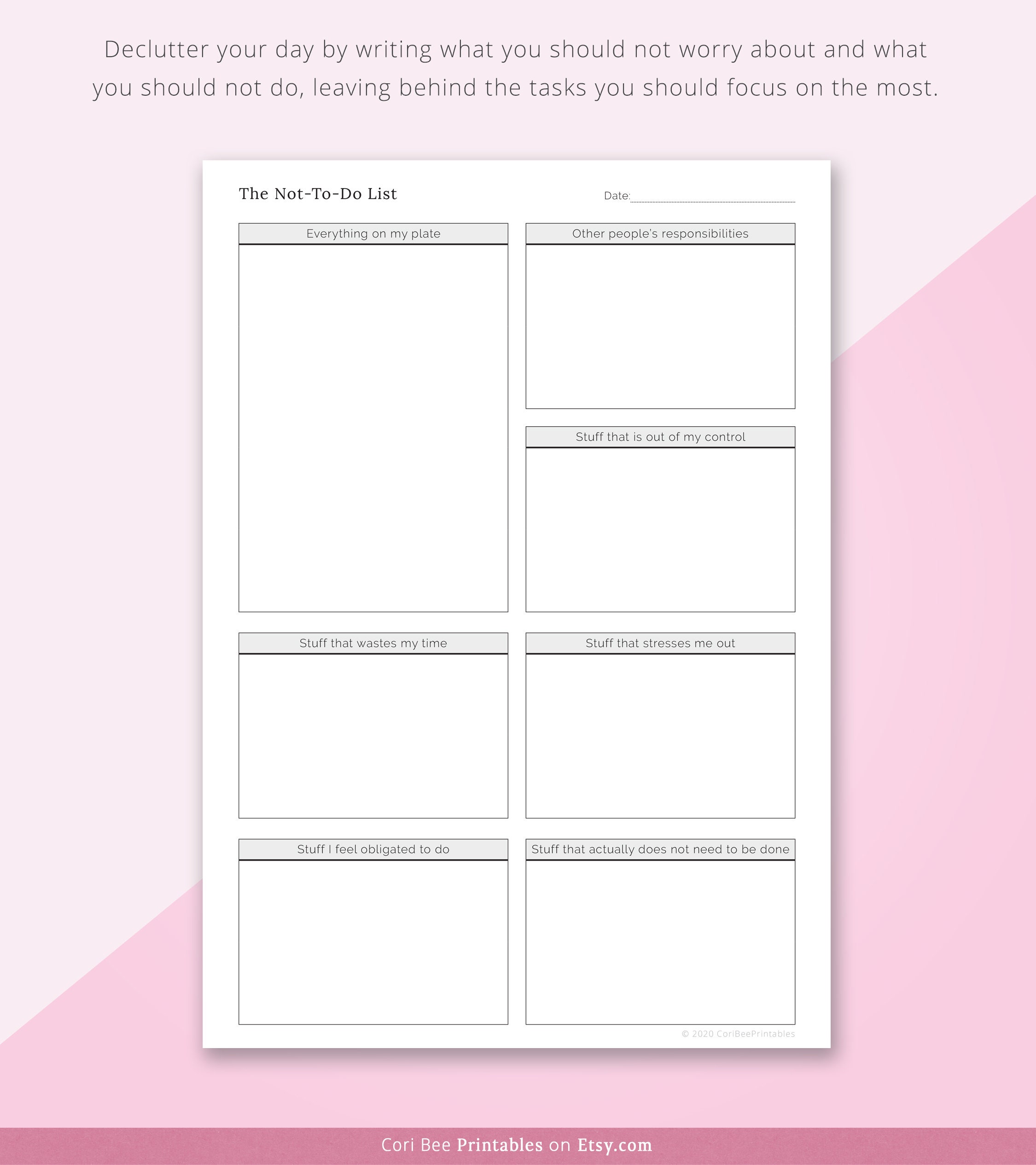 The NOT to Do List, to Do List Printable Planner Insert, Priority ...
