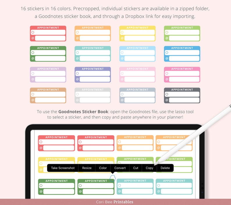 Appointment Digital Planner Stickers, Appointment Stickers, Pastel ...