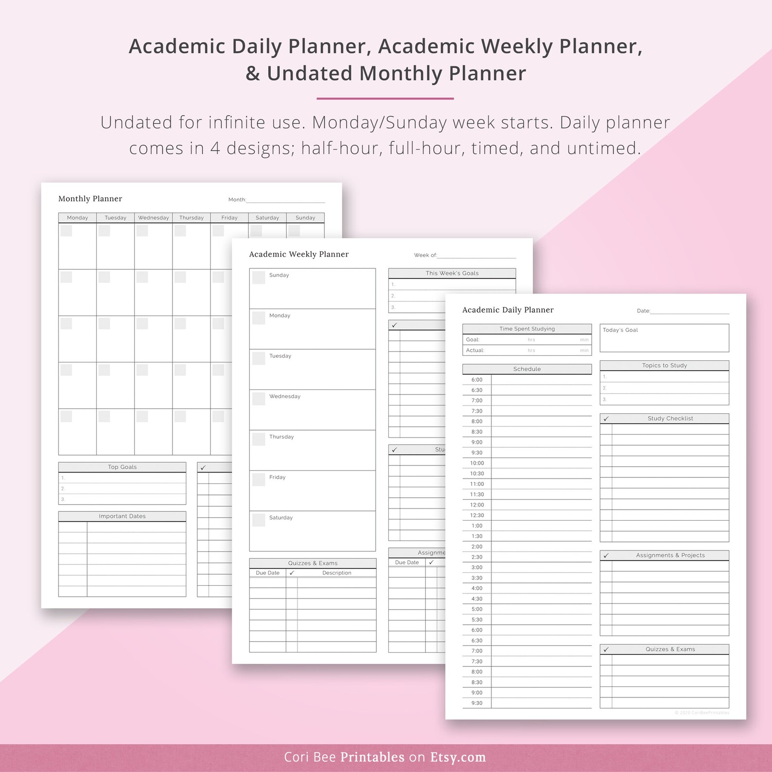 Student Planner Essentials Bundle Student Printables Student | Etsy