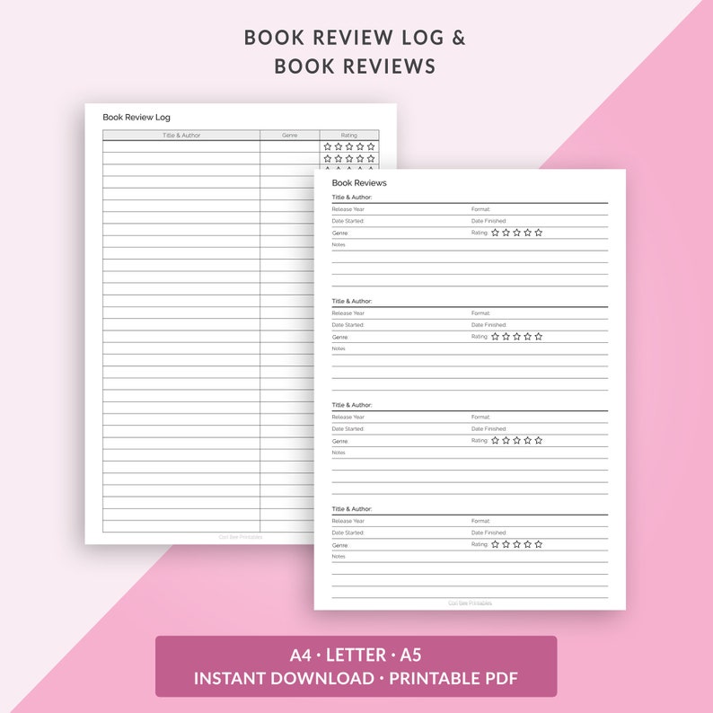 Reading Planner and Book Review Bundle Reading Journal | Etsy