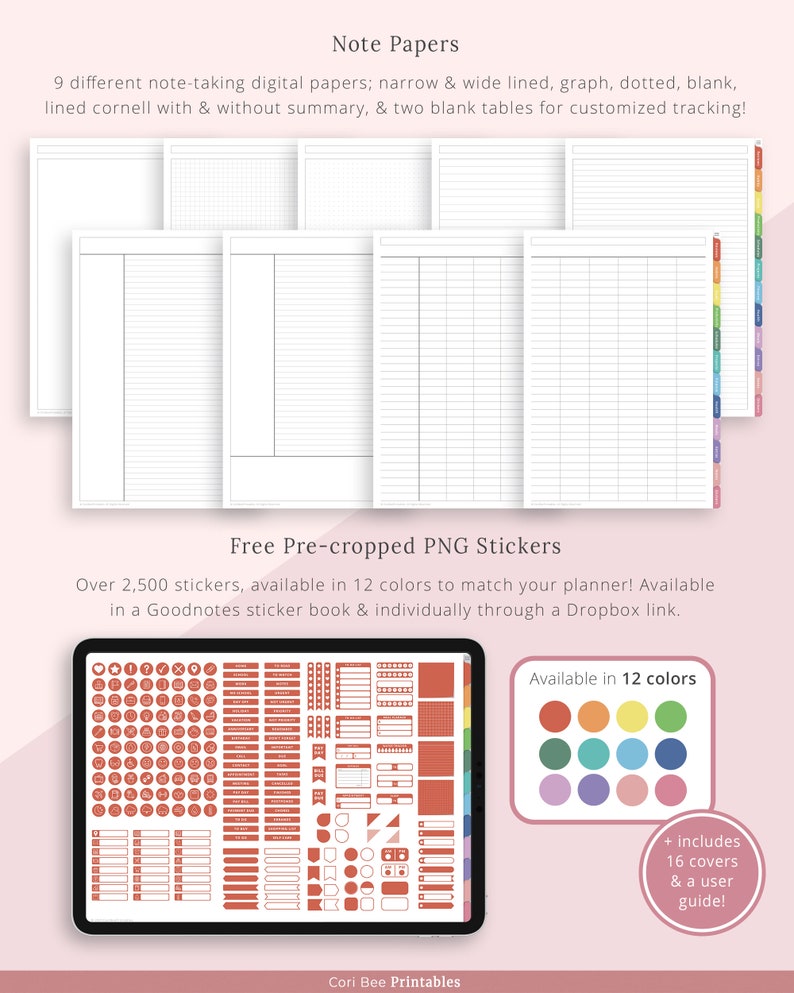 Undated Portrait Digital Planner Goodnotes Planner Digital | Etsy