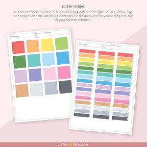 Digital Pastel Sticky Notes Stickers, 64 Planner Stickers Pack ...