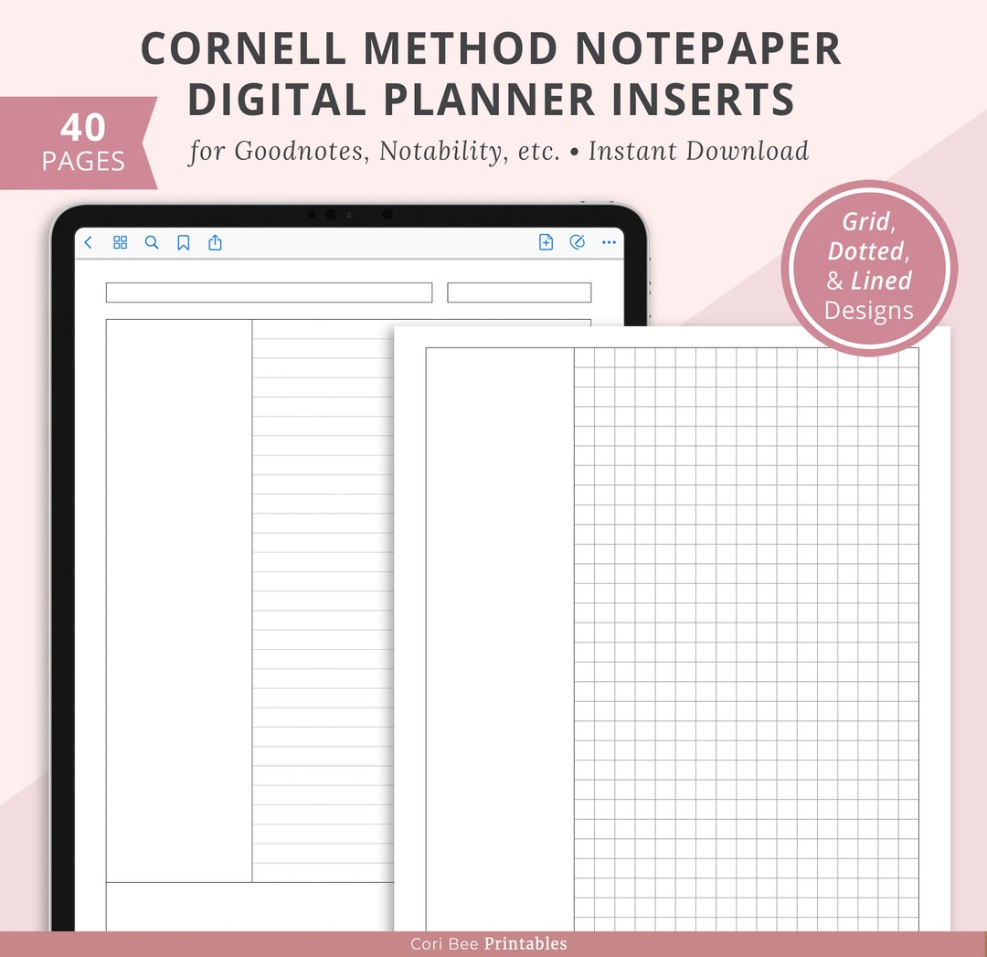 Goodnotes Digital Planner, Digital Notepaper, Digital Cornell Notes ...