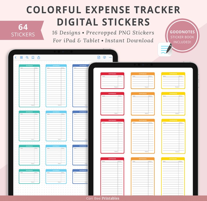 Goodnotes Digital Stickers, Expense Tracker Stickers, Financial ...