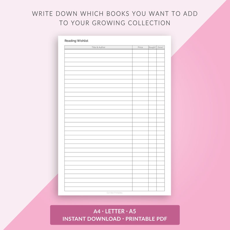 Reading Wishlist Reading Journal Book Wish List Book - Etsy