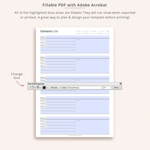 Editable Contacts List, Fillable Address Book, Contacts Organizer ...
