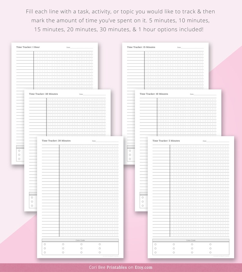 Time Tracker Printable, Task Time Tracker, Work Time Tracker, Study ...