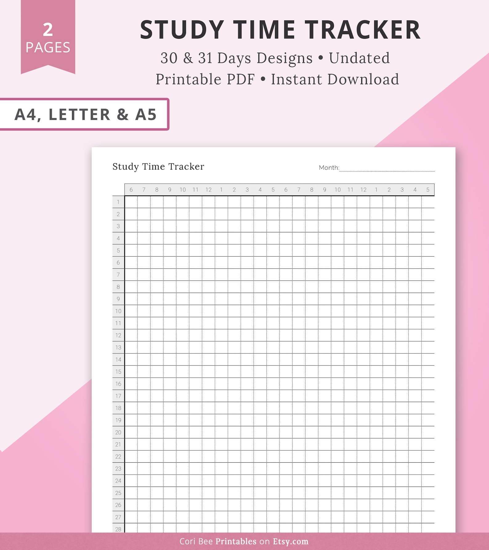 Studying Time Tracker, Study Tracker, Study Planner, Studying Tracker ...