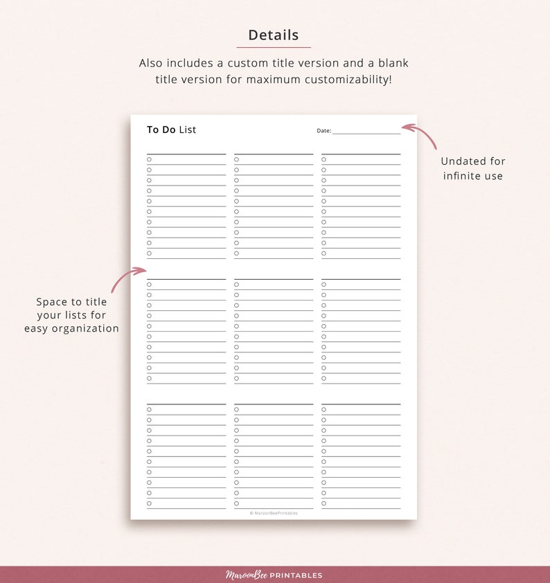 Editable to Do List Printable Planner Insert PDF, Fillable PDF ...