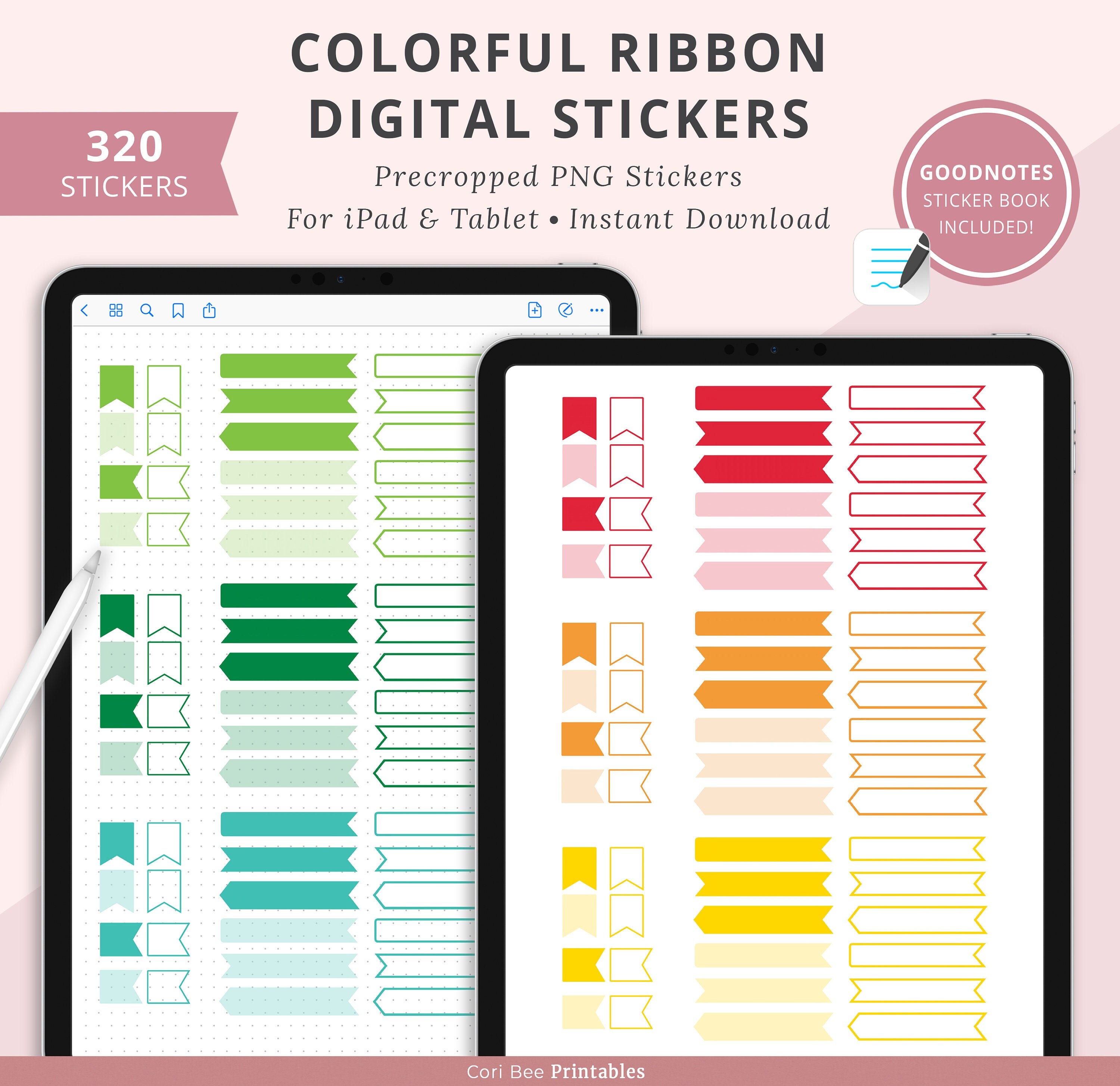 Ribbon Digital Planner Stickers Ribbon Stickers iPad Planner - Etsy