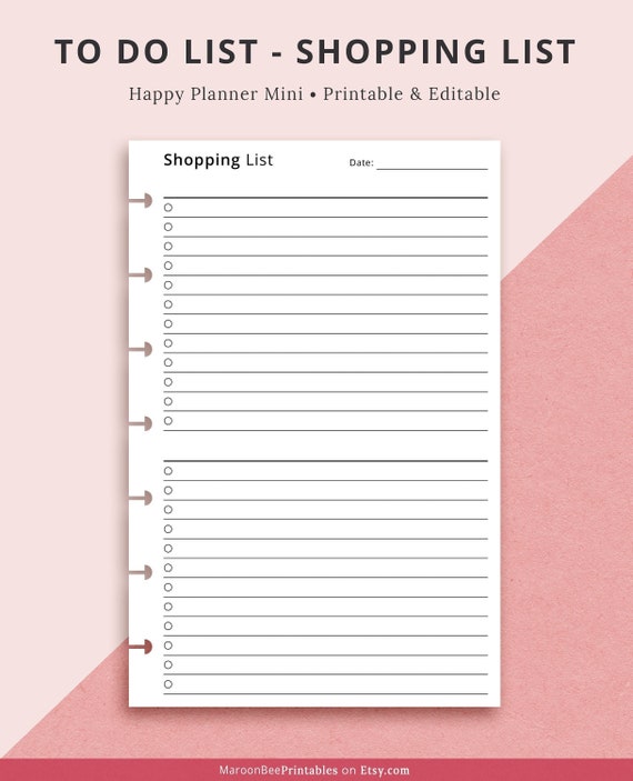 Editable Shopping List Fillable to Do List Template Editable | Etsy