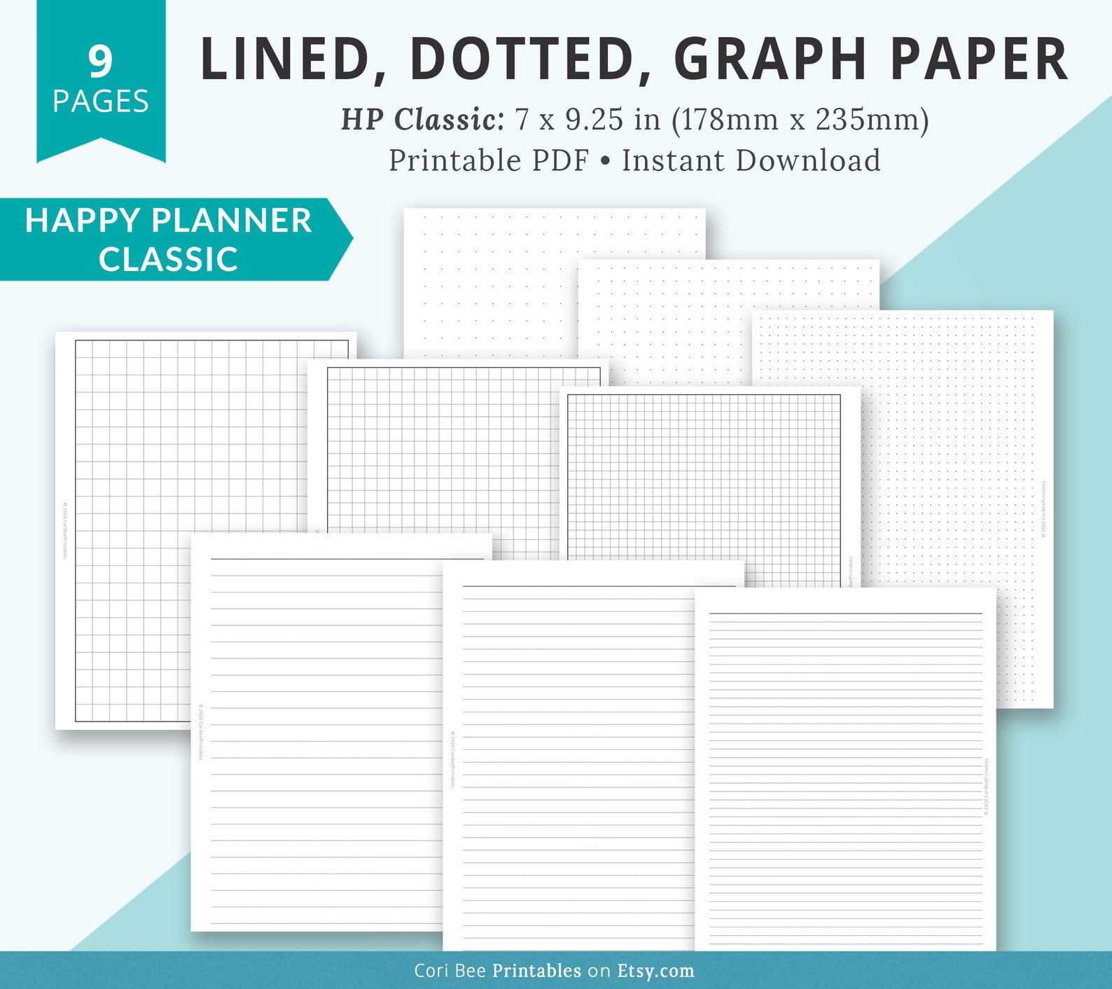 Happy Planner Printable Inserts, Classic Happy Planner, Lined Paper ...