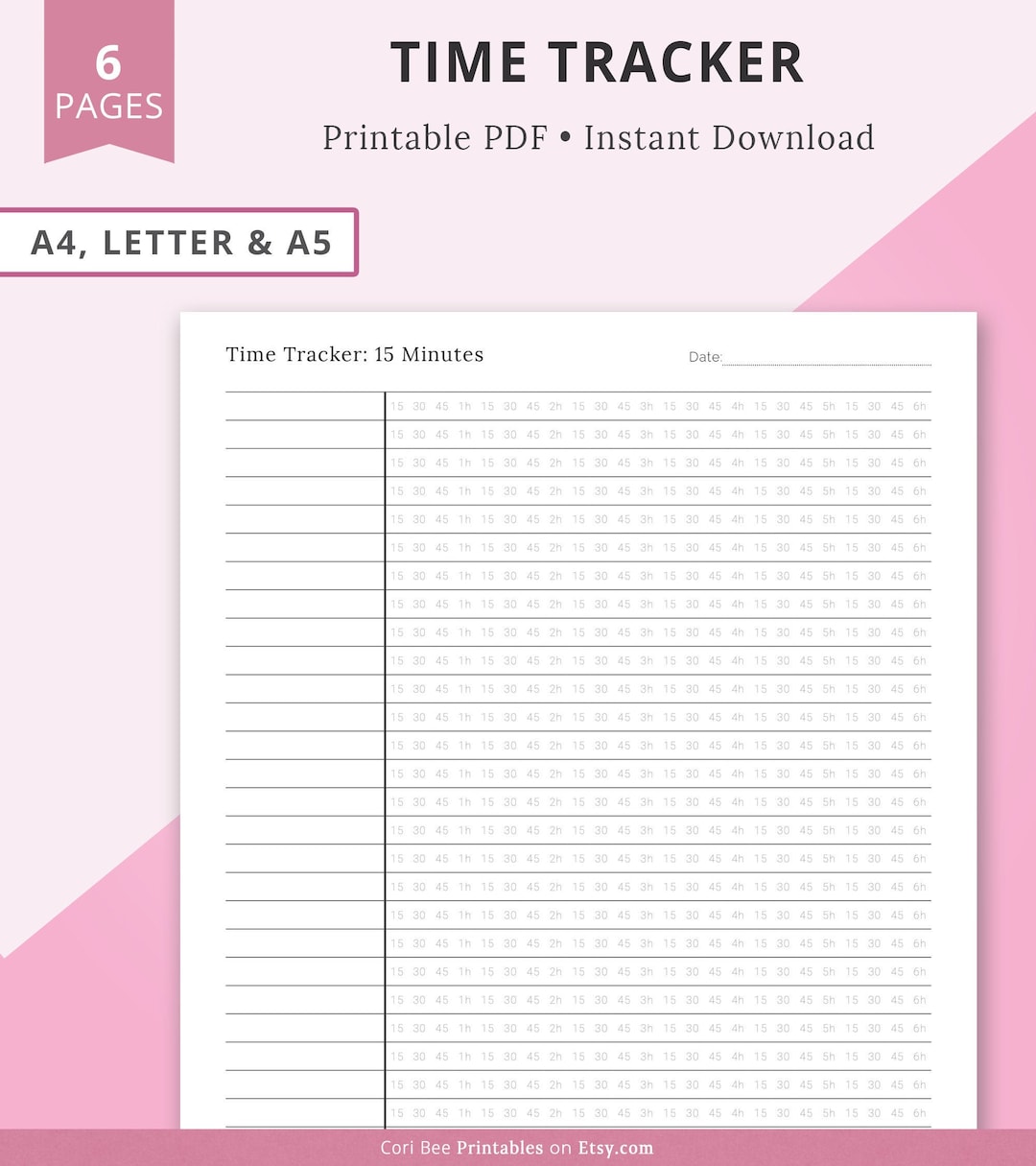 Time Tracker Printable, Task Time Tracker, Work Time Tracker, Study ...
