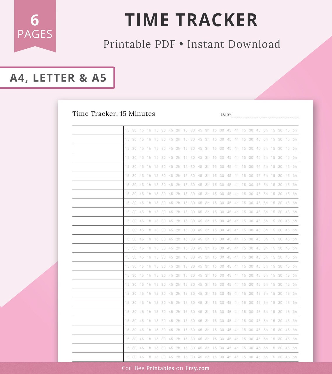Time Tracker Printable, Task Time Tracker, Work Time Tracker, Study ...