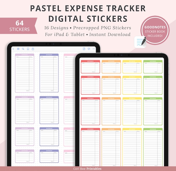 Pastel Expense Tracker Goodnotes Digital Stickers Expense | Etsy