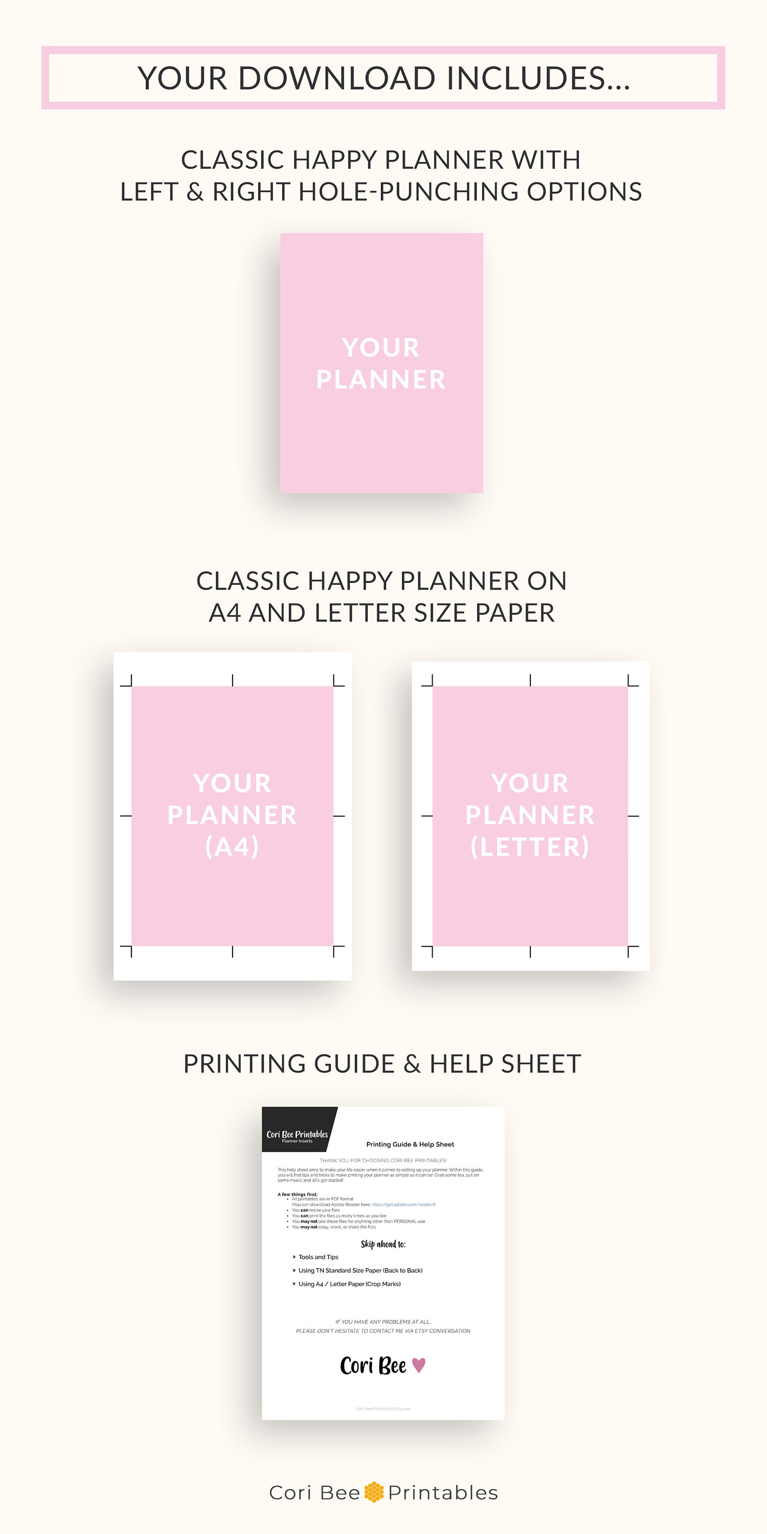 Happy Planner Inserts Classic Happy Planner Template Lined | Etsy