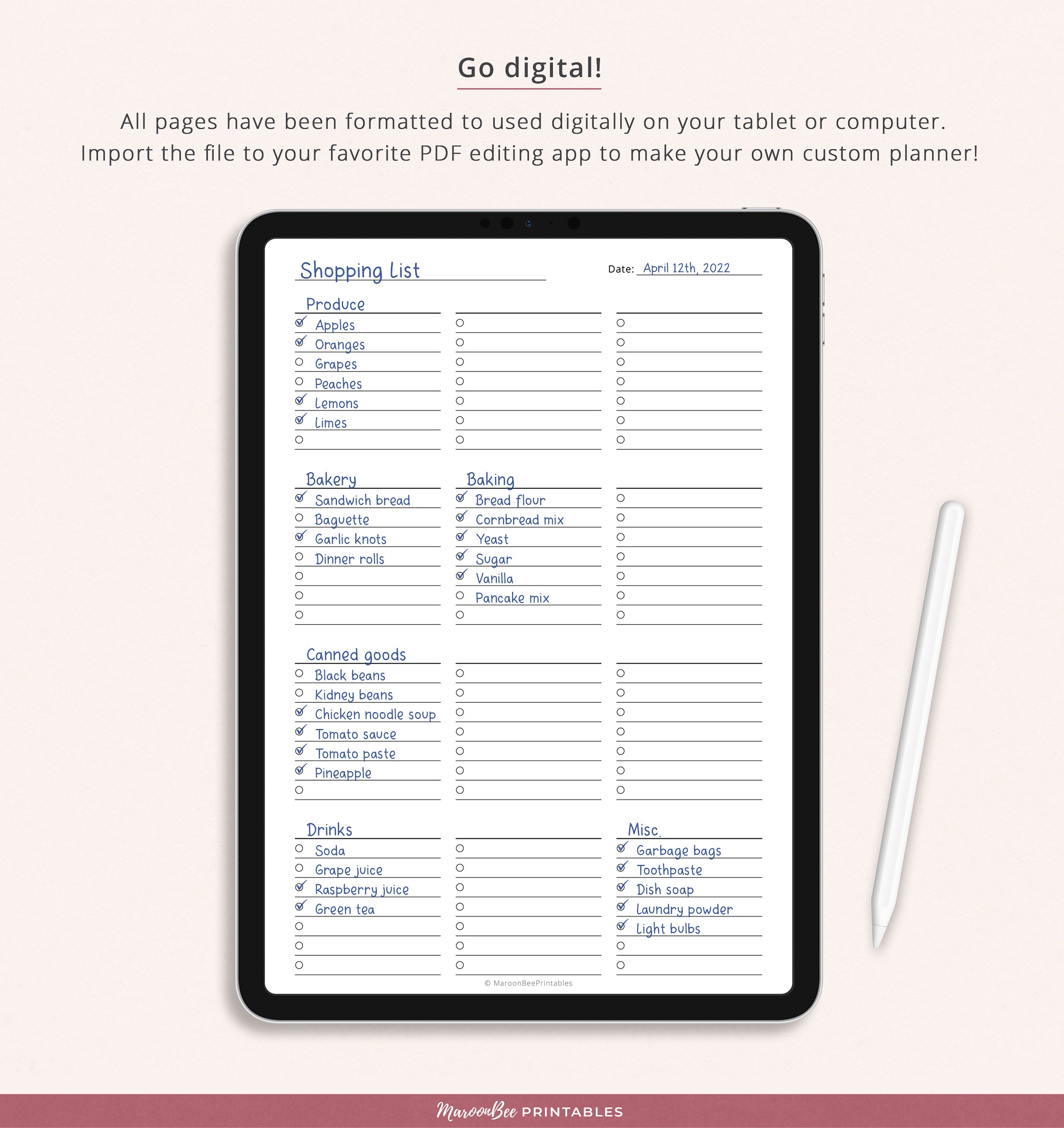 Editable to Do List PDF, Editable Planner Insert PDF, Fillable PDF ...