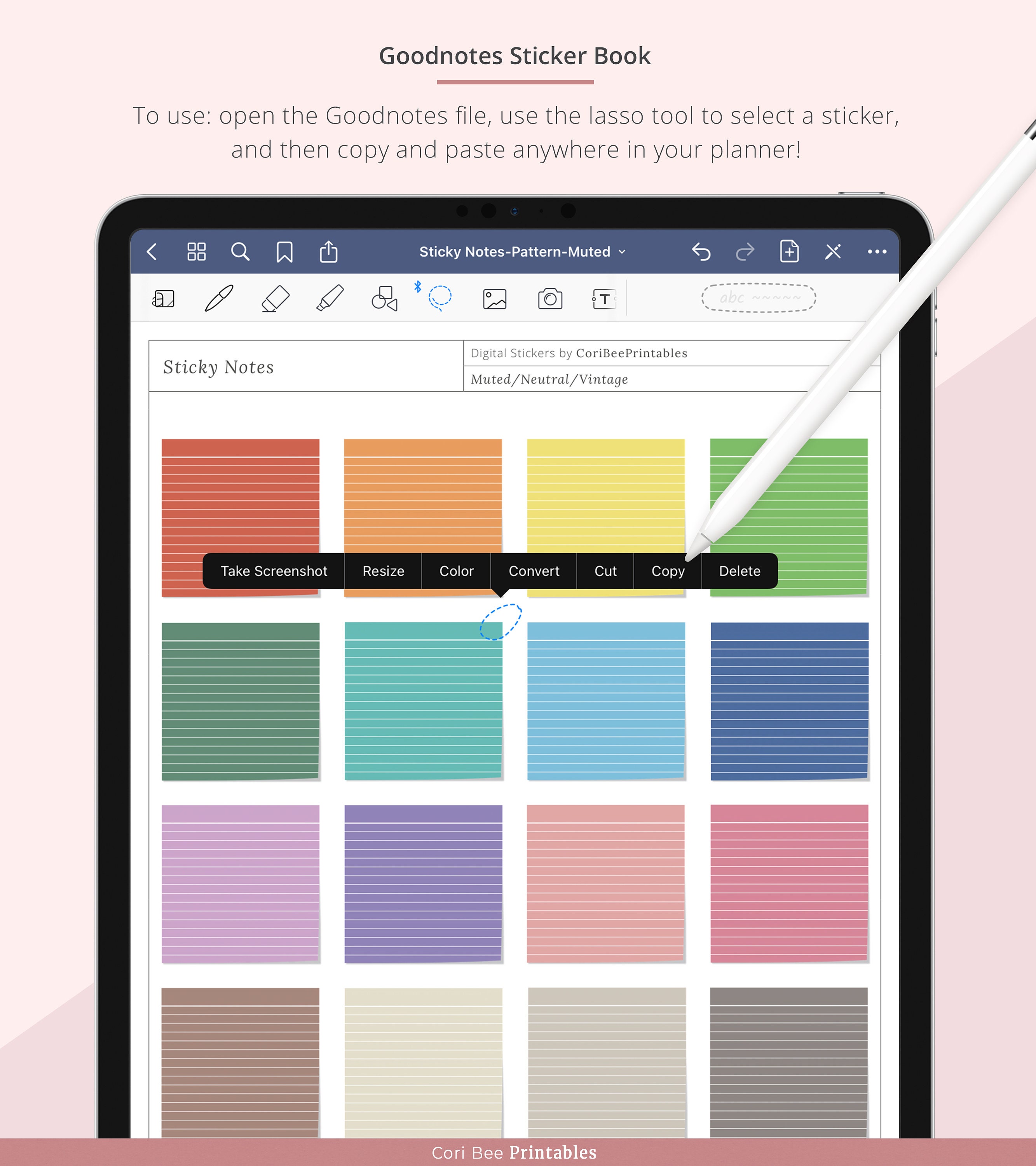 Muted Digital Sticky Notes, Pattern Sticky Notes, Graph Sticky Notes ...