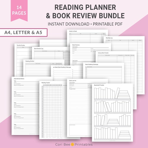 Reading Planner and Book Review Bundle Reading Journal - Etsy
