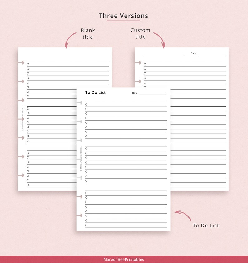 Editable to Do List 3 Horizontal, Fillable HP Insert, Shopping List ...