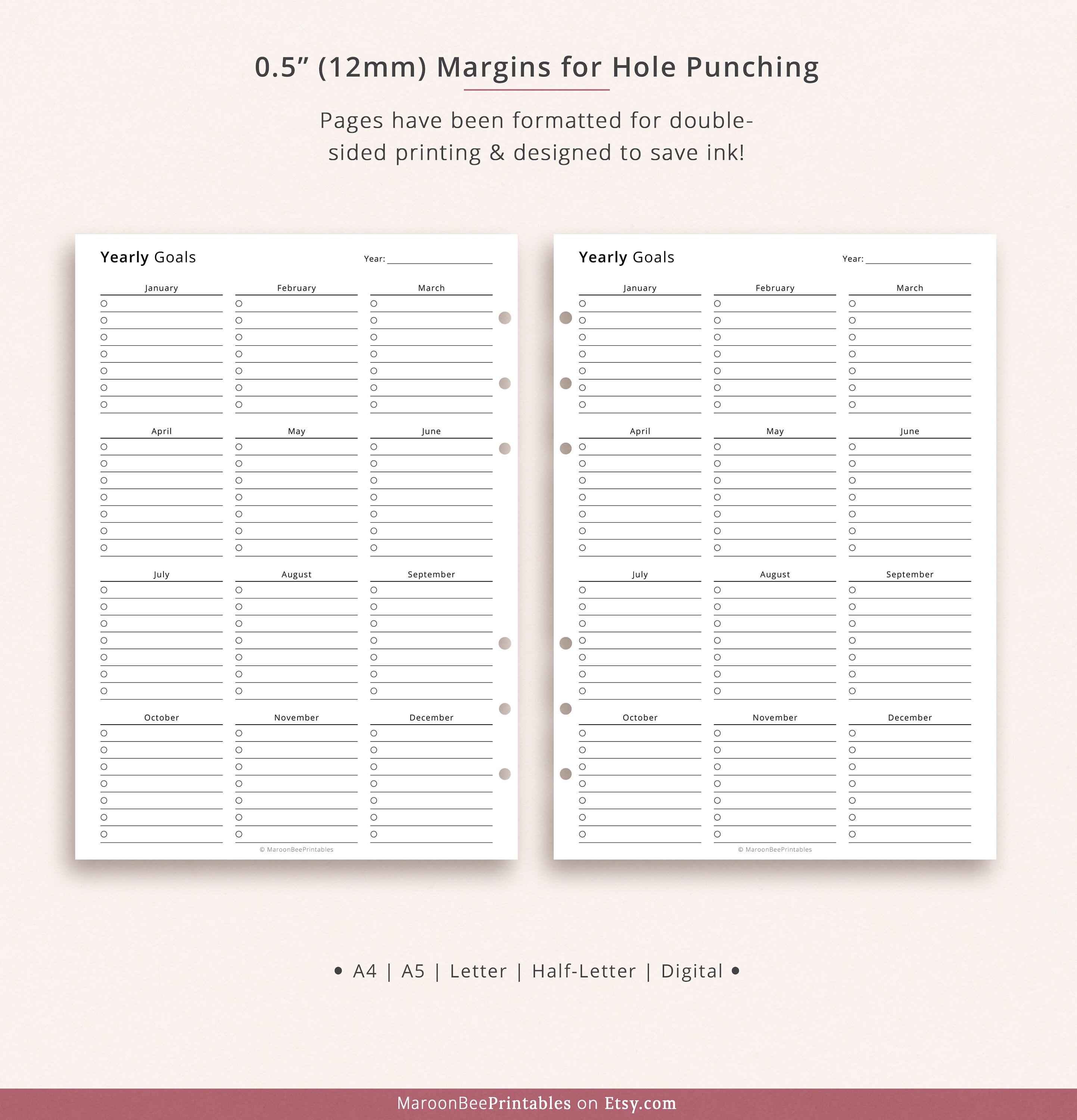 Editable Yearly Goals Checklist Planner Yearly Planner - Etsy