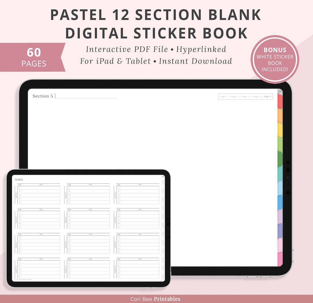 Blank Digital Sticker Book, Goodnotes Digital Planner Stickers, Blank ...