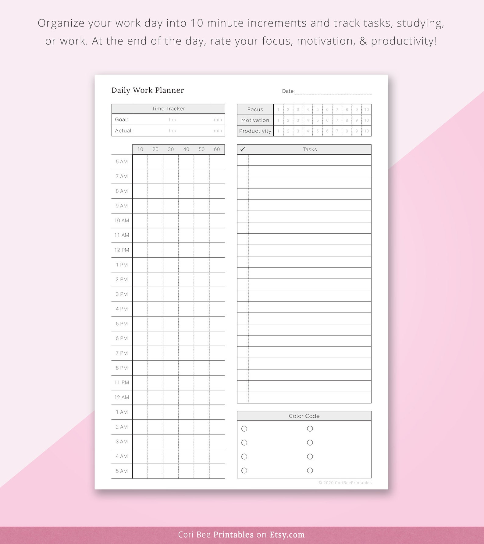 Daily Work Planner, Work Log, Work Time Tracker, Daily Time Planner ...