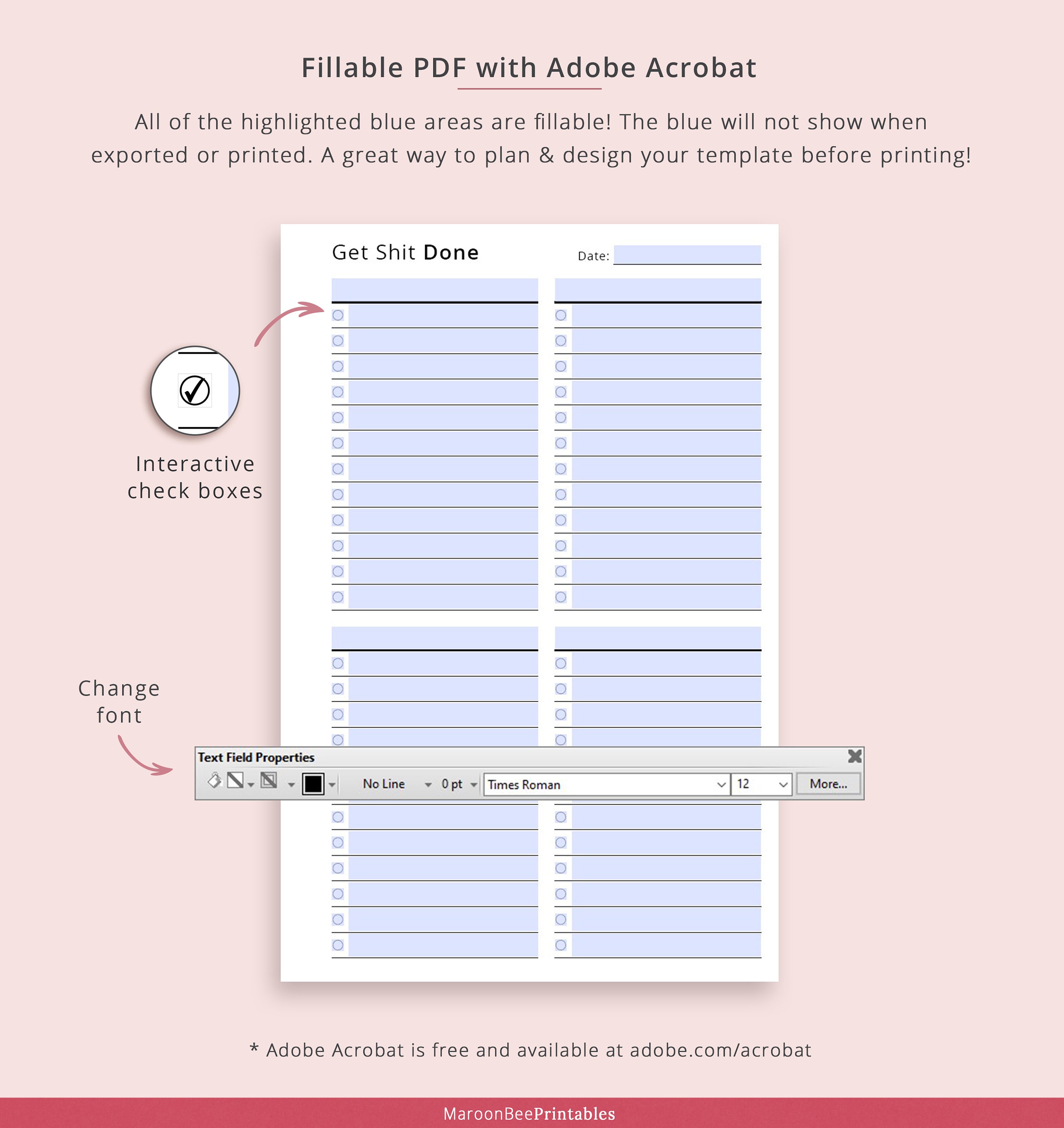 Editable to Do List, Fillable to Do List Template, Editable Mini HP ...