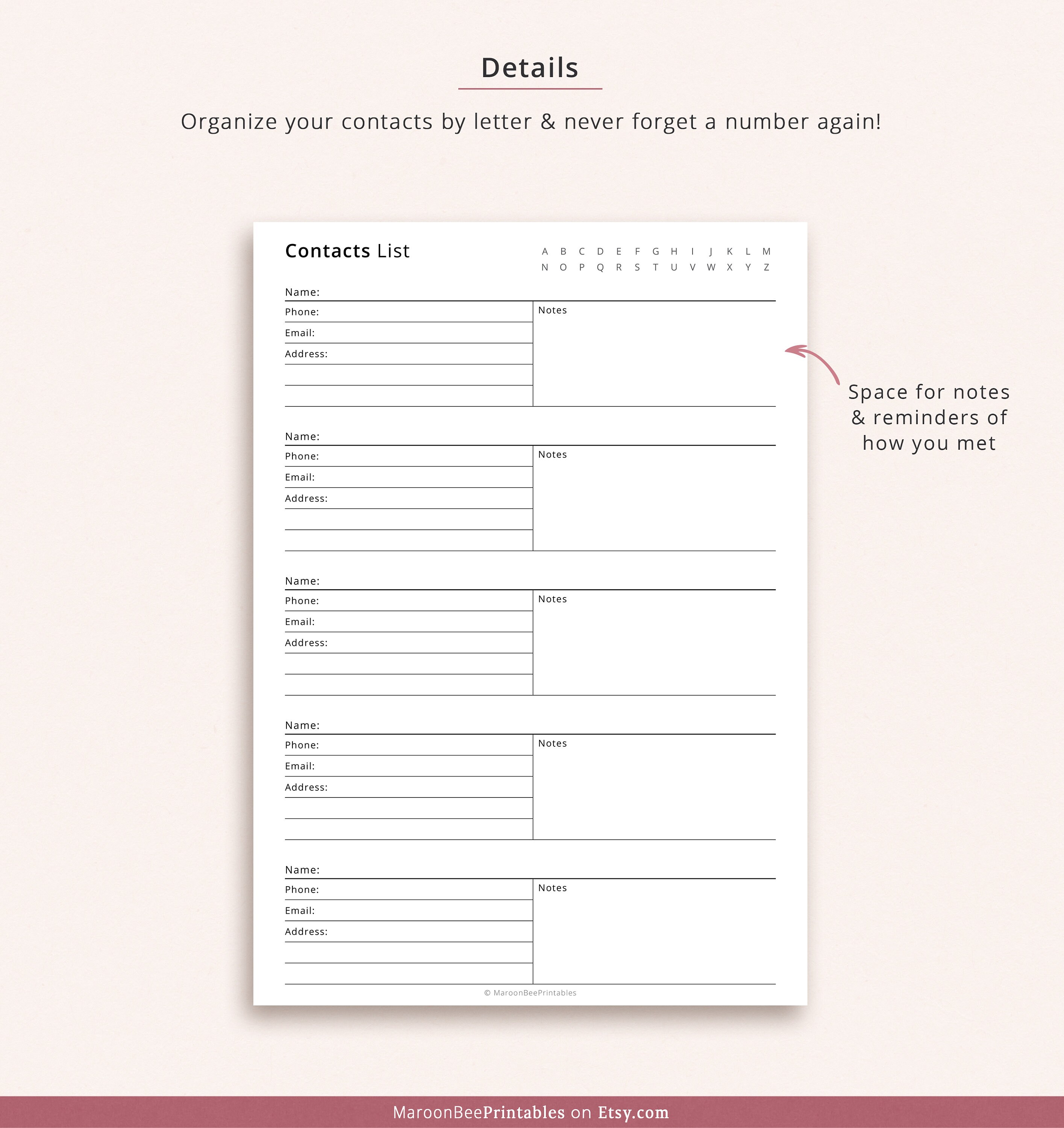 Editable Contacts List Fillable Address Book Contacts - Etsy