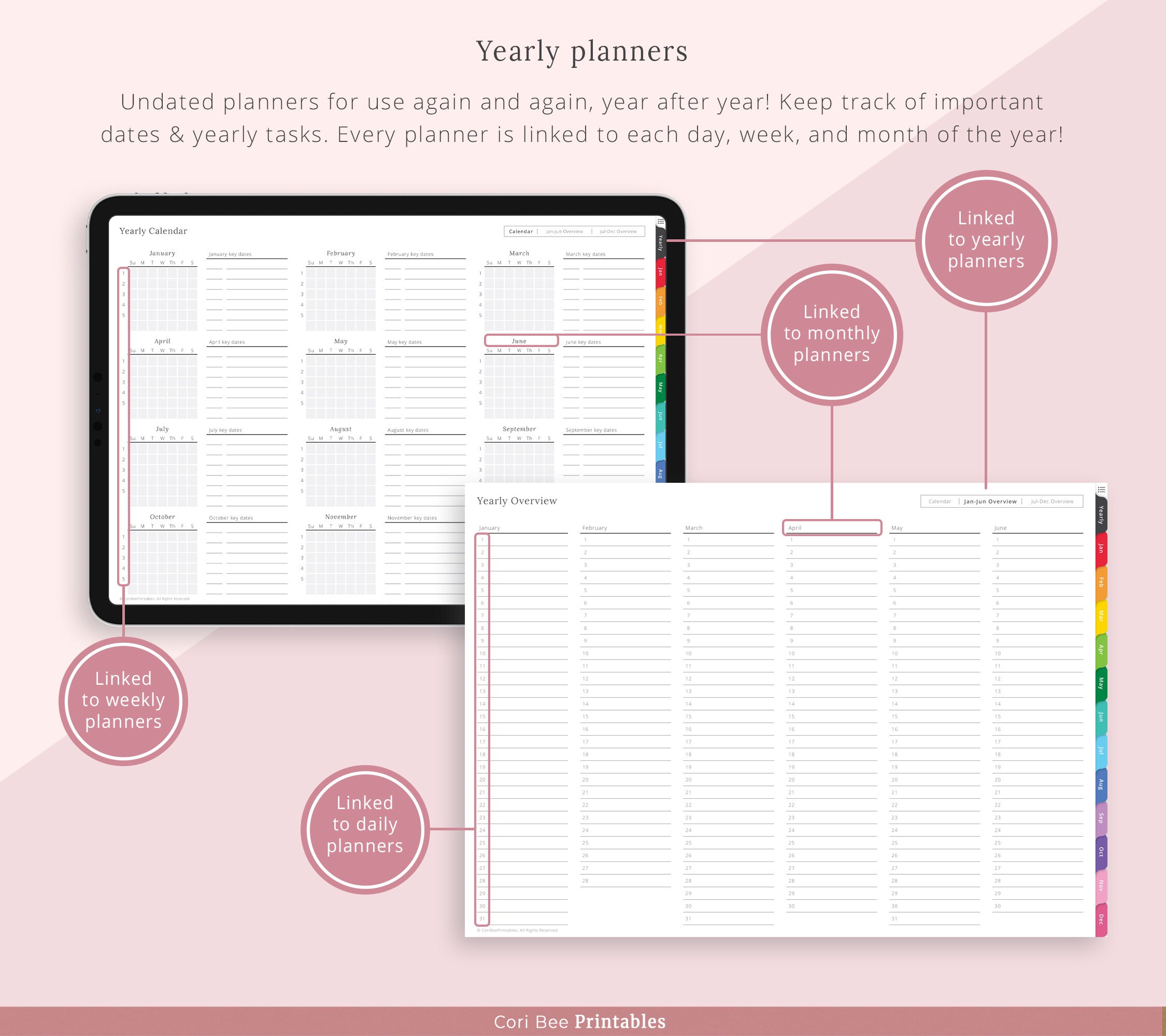 Undated Landscape Digital Planner Goodnotes Planner Digital - Etsy