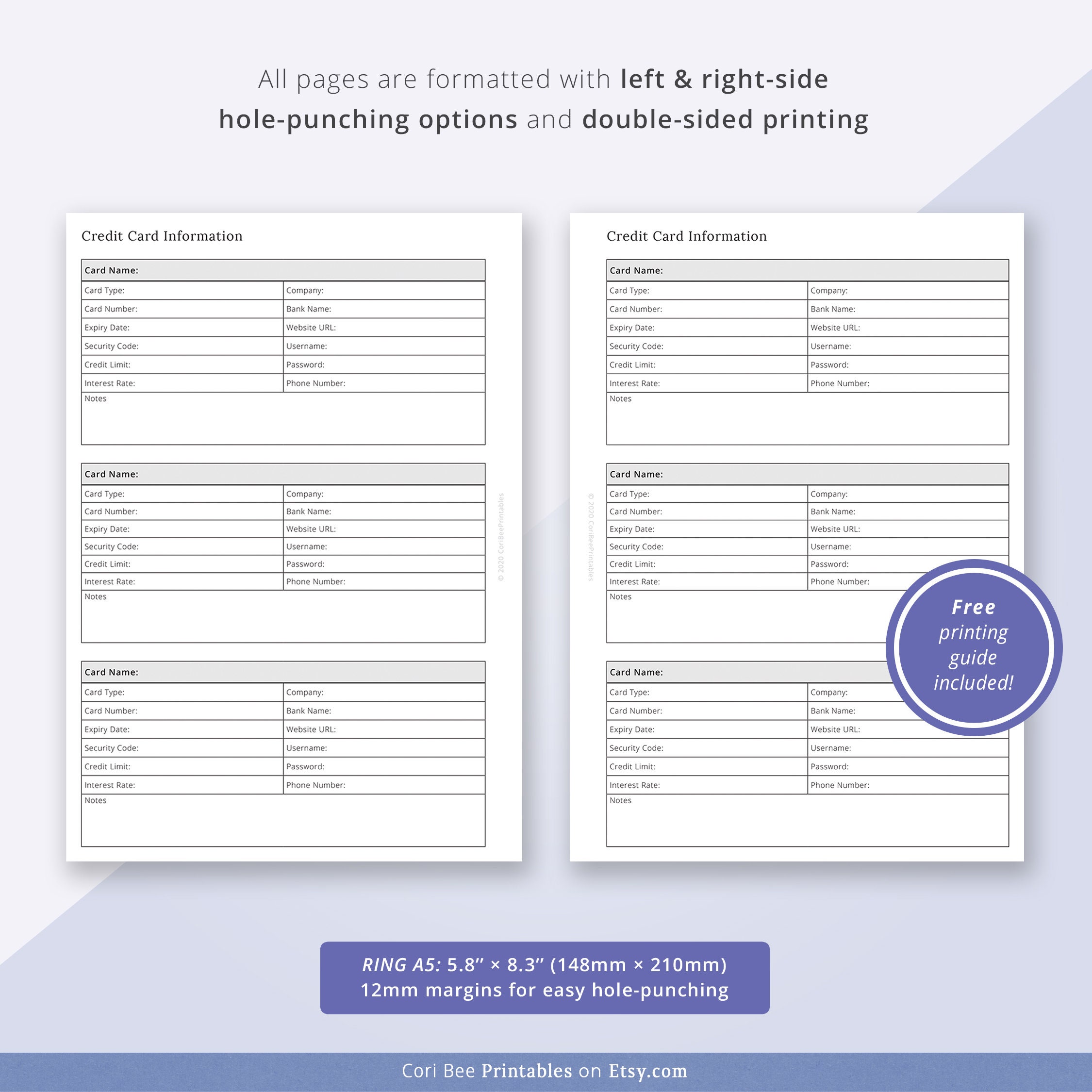 Ring A5 Credit Card Information Tracker, Credit Card Tracker, Financial ...
