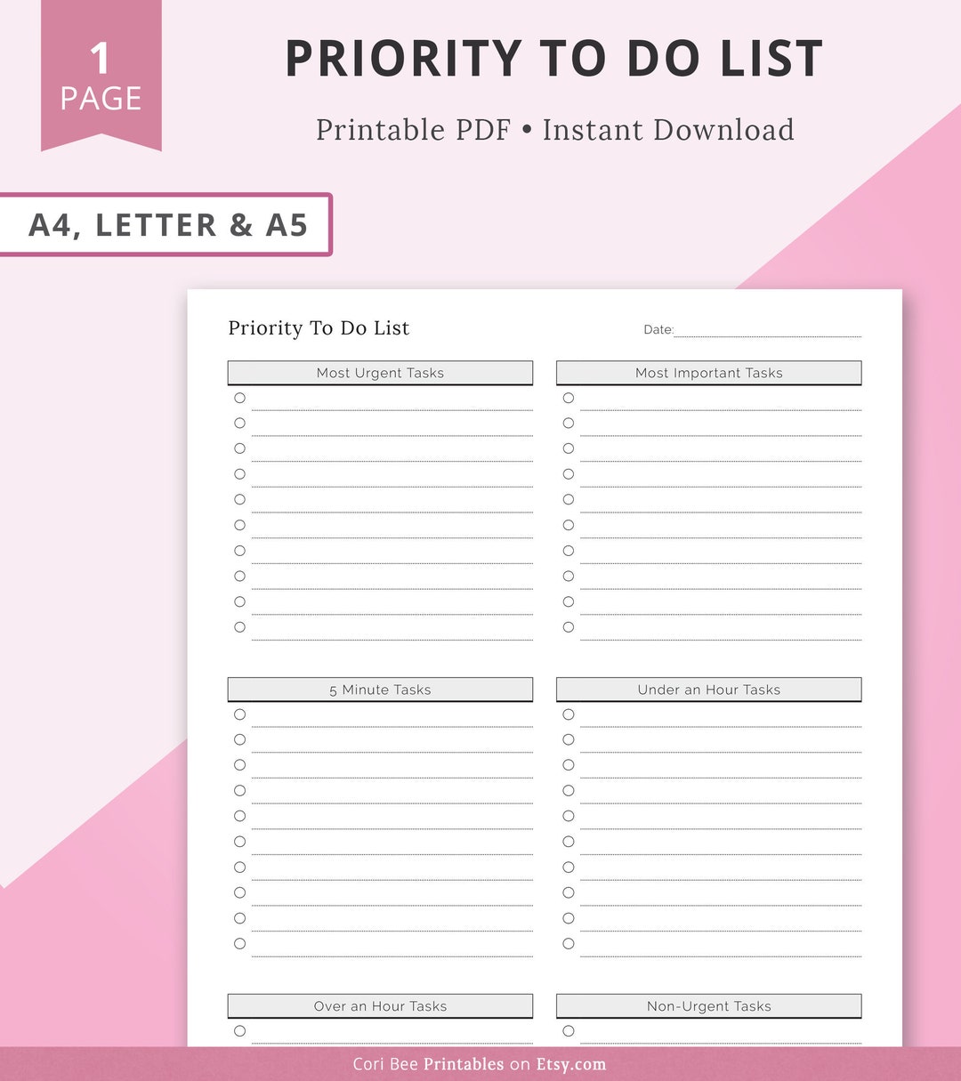 Priority to Do List, Priority Task List, Priority Matrix, Priority ...