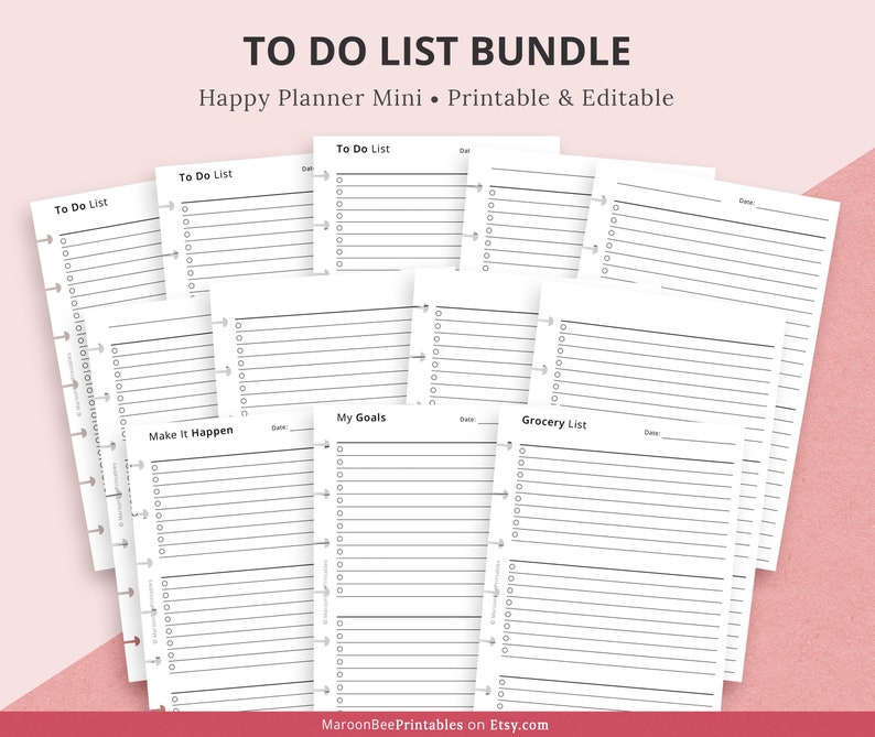 Editable to Do List Bundle Fillable to Do Lists Editable - Etsy