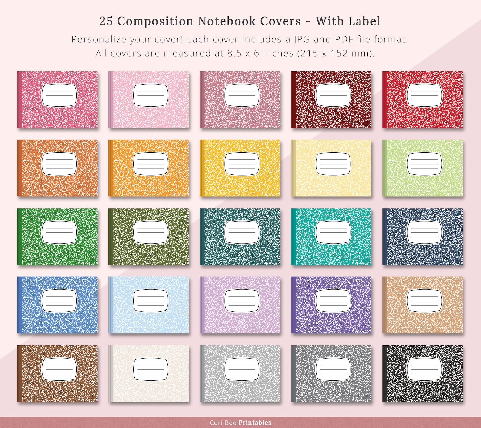Composition Book Digital Notebook Covers, Composition Book Covers ...