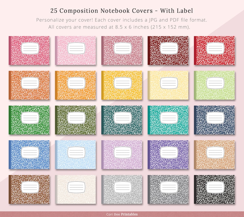 Composition Book Digital Notebook Covers, Composition Book Covers ...