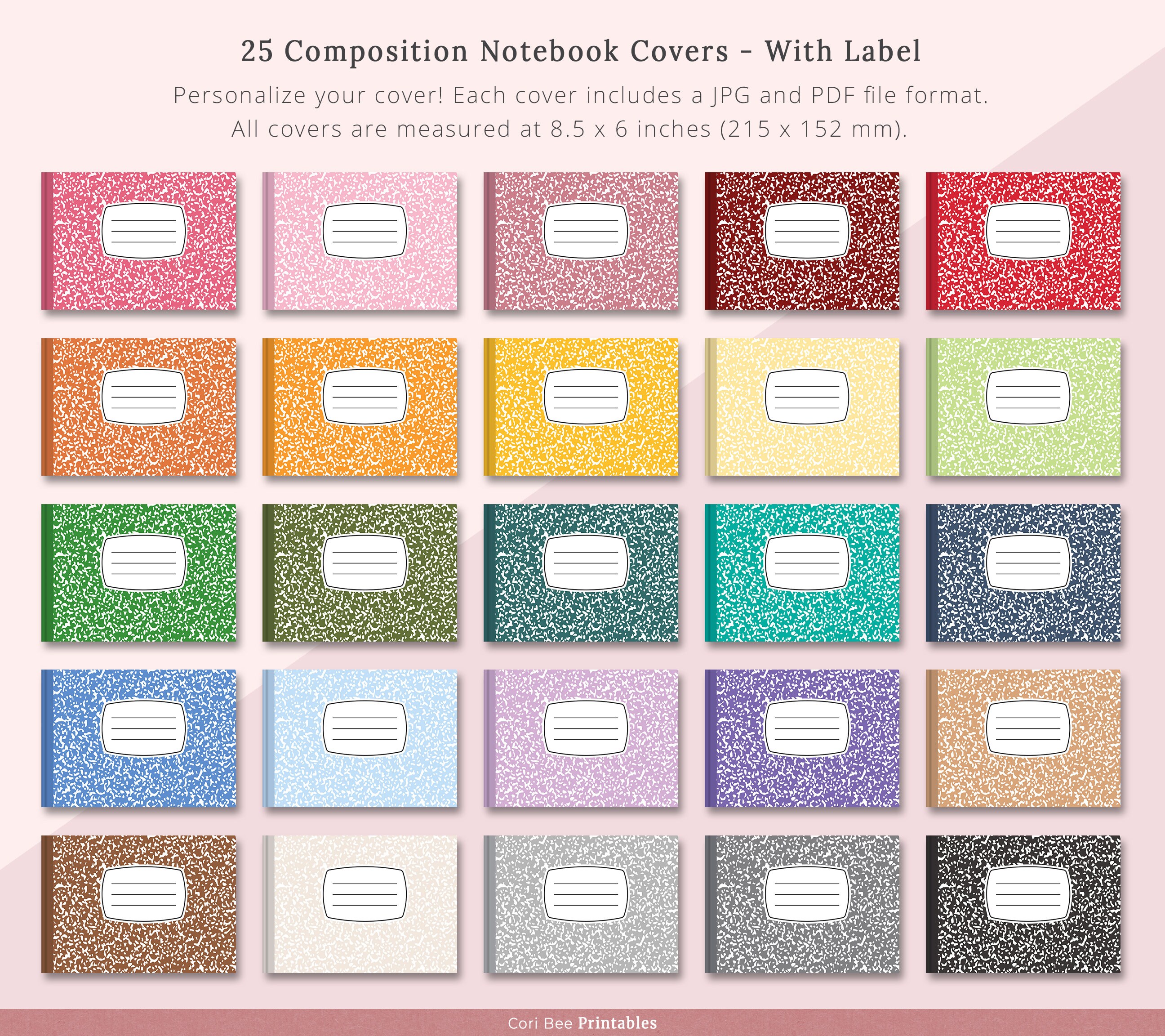 Composition Book Digital Notebook Covers, Composition Book Covers ...