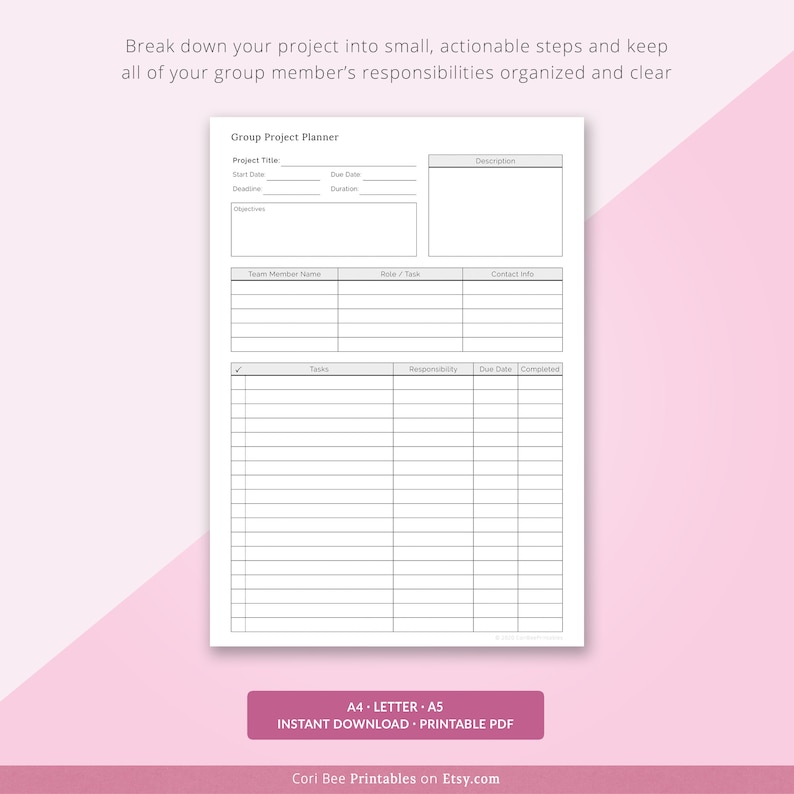 Group Project Planner, Project Planner Template, Project Tracker ...