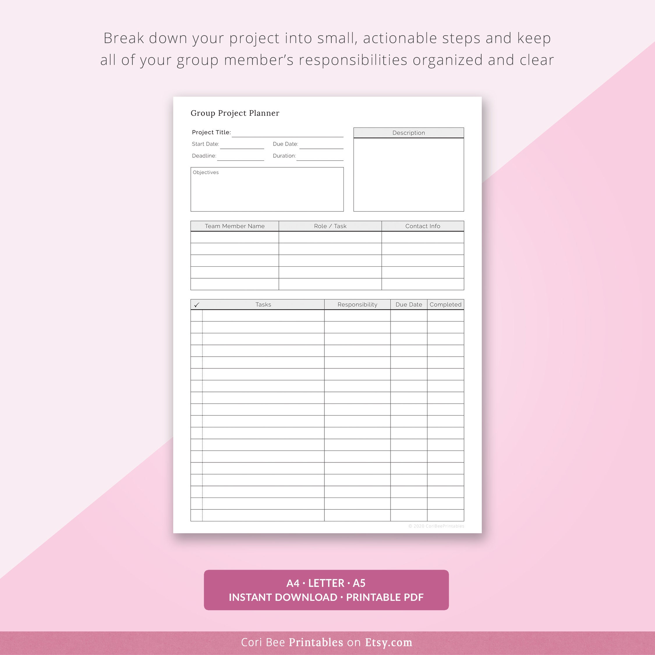 Group Project Planner, Project Planner Template, Project Tracker ...