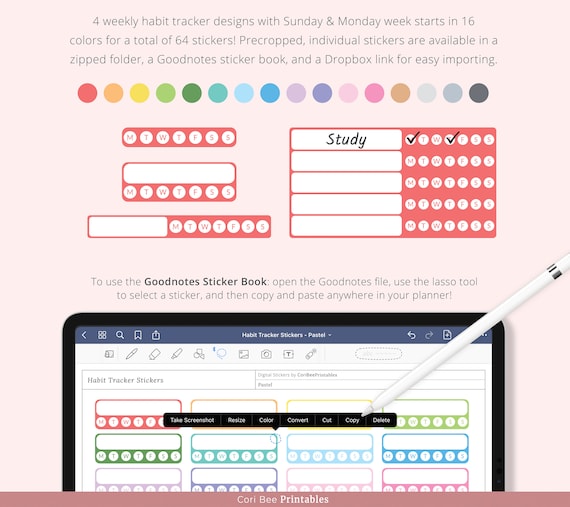 Habit Tracker Stickers for Planners and Journals Digital Download ...