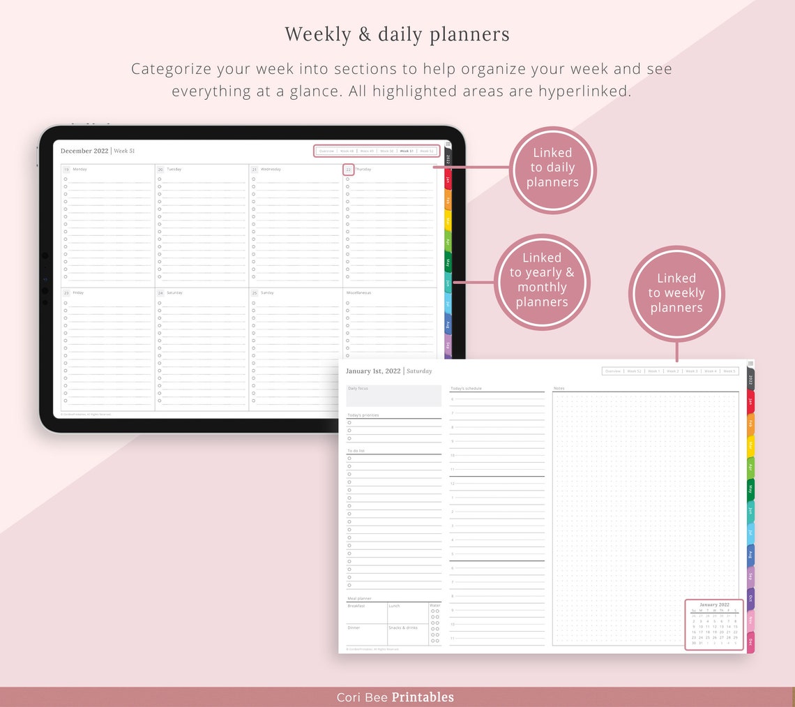 Colorful 2022 Weekly to Do List Digital Planner Goodnotes - Etsy