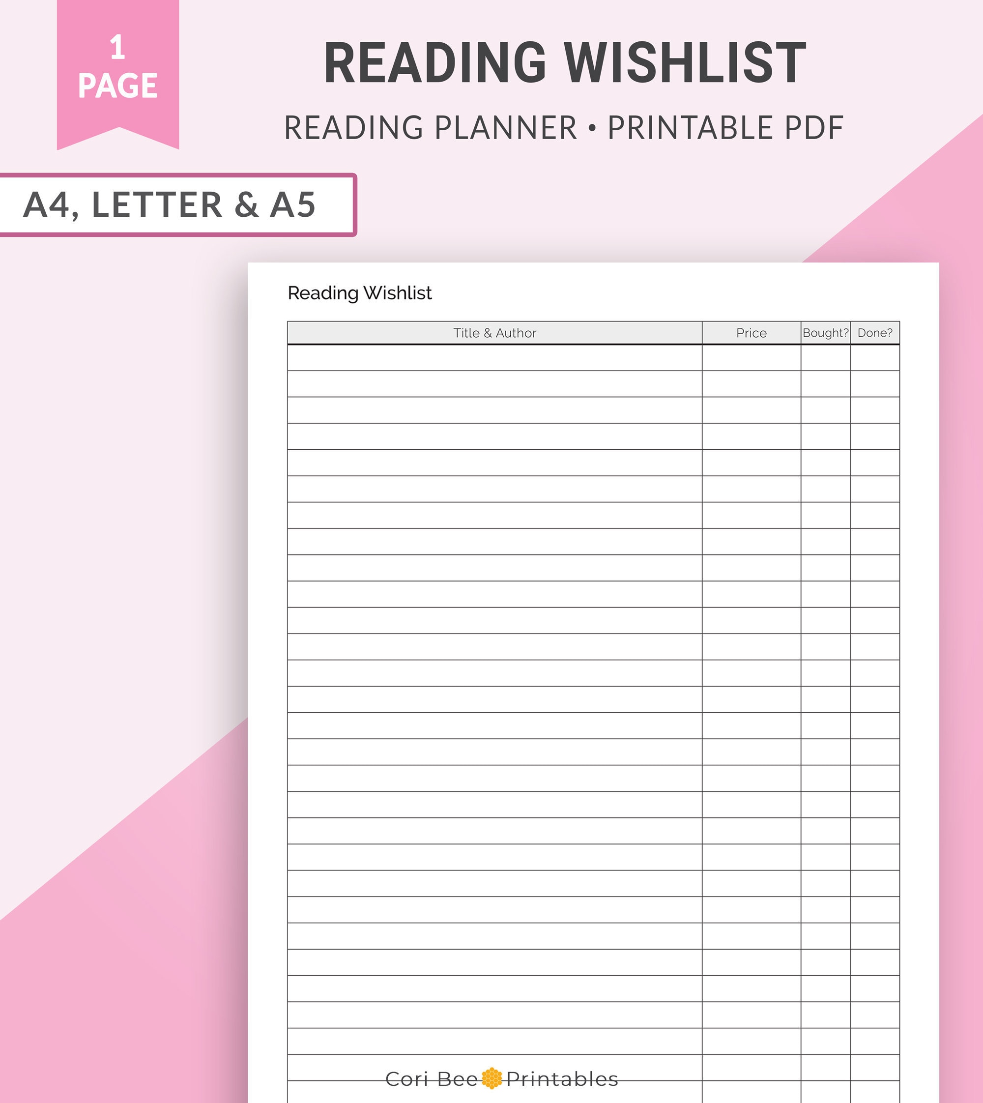 Reading Wishlist, Reading Journal, Book Wish List, Book Journal ...