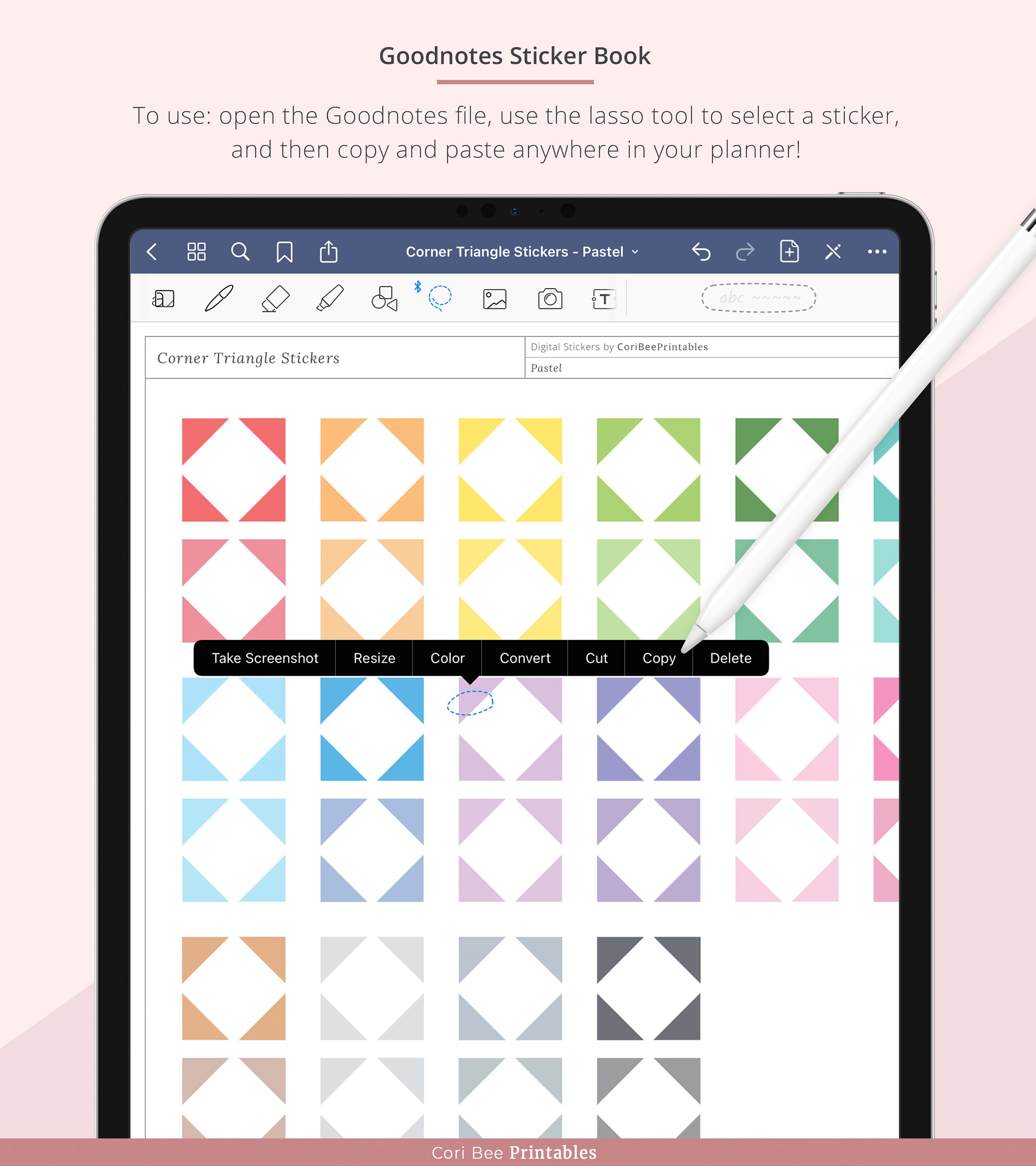 Goodnotes Digital Stickers Corner Triangle Stickers Triangle - Etsy