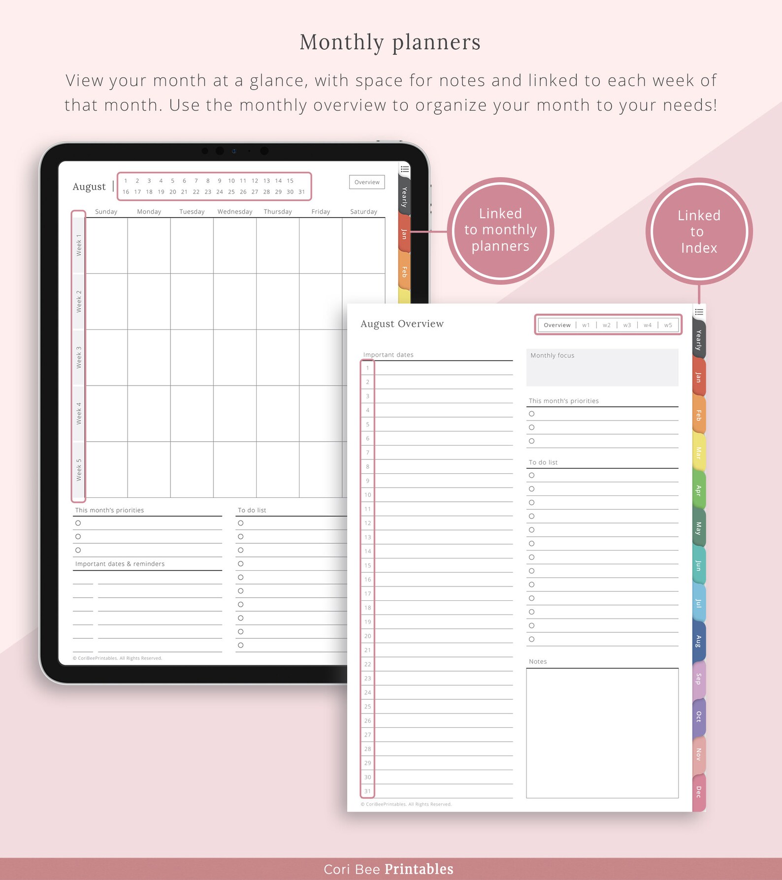 Undated Portrait Digital Planner, Goodnotes Planner, Digital iPad ...