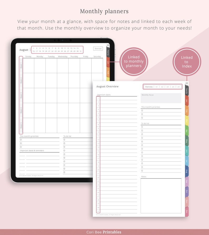 Undated Portrait Digital Planner Goodnotes Planner Digital - Etsy